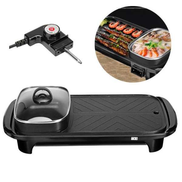 2 in 1 Electric Multifunctional Electric BBQ Grill and hotpot Pan ...